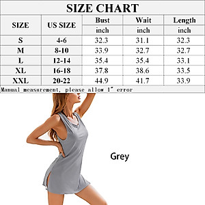 YYA Women Sleeveless Nightgowns Racerback Sleepshirts Soft Sleepdress Sleepwear for Women Grey