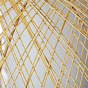 Globe Electric 61014 1-Light Pendant, Natural Rattan Shade, White Inner Fabric Shade, Designer White Cloth Cord, Bulb Included