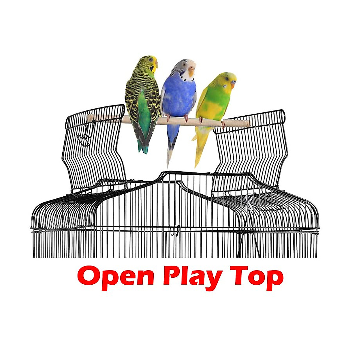 Large Open Top Canary Parakeet Cockatiel Lovebird Finch Bird Cage - 18" Length x 14" Depth x 35" Height