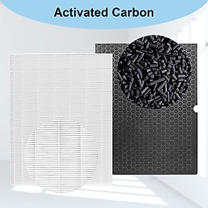 RONGJU Replacement 116130 Filter H for Winix 5500-2, 2 Filter & 2 Activated Carbon Filter Combo Pack Compare to Part # 116130