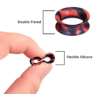 Beautidots 100pcs Colorful Silicone Ear Gauges Plugs Double Flared Ear Tunnels Stretchers Ear Piercing Jewelry 00g