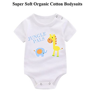 FLORNO Unisex Baby Bodysuits 5-Pack Baby Short Sleeve Bodysuits Onesies Bodysuit Short-Sleeve Bodysuits0 Organic Cotton (9-12 Months)