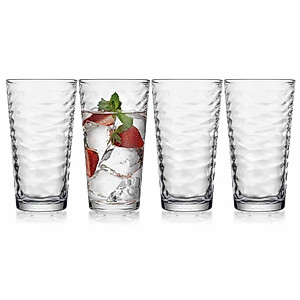 Glaver's Drinking Glasses Set of 4 Highball Glass Cups, 17 Oz. Basic Cooler Glassware, ideal for Water, Juice, Cocktails, Iced Tea and more. Dishwasher Safe.