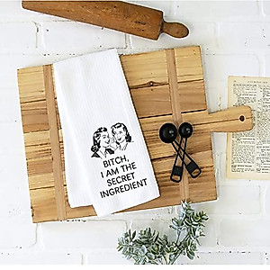 WCGXKO Funny Humor Kitchen Towel Bitch I Am The Secret Ingredient Housewarming Gift for Women (Bitch Towel)
