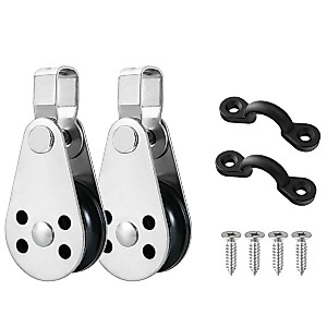 Lind Kitchen 2Sets Stainless Steel Pulley Block with Pad Eye and Screws for Kayak Canoe Boat Anchor Trolley Kit