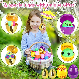 120 Pcs Prefilled Easter Eggs with Toys Inside, Pre Filled Plastic Easter Eggs Bulk for Easter Egg Hunt Supplies, Easter Party Favors, Easter Basket Stuffers Filler, Pre Stuffed Easter Eggs for Kids