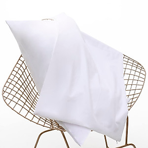 Bedemu White Pillow Cases Set of 2 with Invisible Zipper, 100% Cotton Pillow Protectors with 600 Thread Count, Cooling & Breathable Pillow Case for Hot Sleepers, Standard Size 20 x 26 Inches, 2 Pack