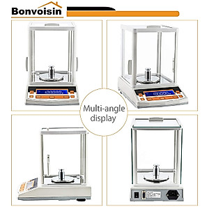 Bonvoisin Analytical Balance 300gx1mg Precision Lab Scale 0.001g Digital Analytical Scale RS232 Interface Laboratory Electronic Balance LCD Display with Windshield (300g, 1mg)