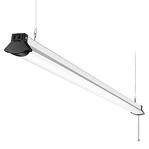 FAITHSAIL 4FT Linkable LED Shop Light, 50 W for Garage, 5600 LM 4 Foot LED Light Fixtures for Workbench, 5000K LED Workshop Light with Plug, Pull Chain, Hanging Mount - 1 Pack