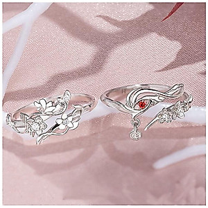 Heaven Official's Blessing: Tian Guan Ci Fu 925 Sterling Silver Finger Ring Cosplay Figure Jewelry, (A pair)