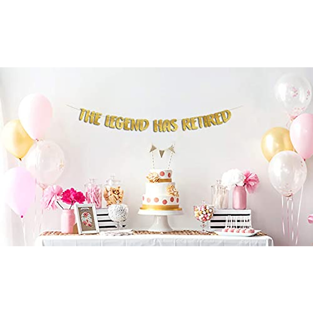 The Legend Has Retired Gold Glitter Banner - Retirement Party Decorations, Supplies and Gifts