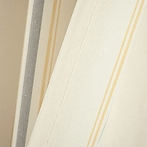 Lush Decor Farmhouse Stripe Yarn Dyed Cotton Window Curtain Panels Yellow/Gray 42X84 Set