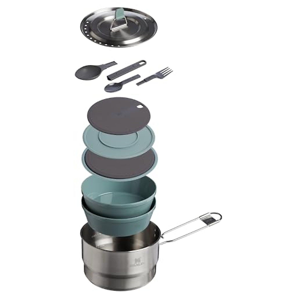 Stanley Wildfare Go 14-Piece Two Bowl Prep & Cook Set | 1.65 qt Saucepan with Fold & Lock Handle | Camping Essentials for Your Camp Kitchen