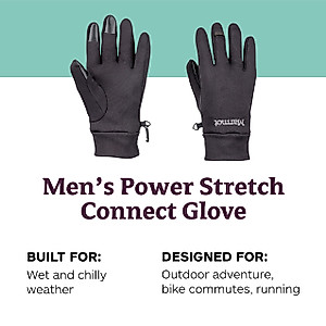 MARMOT Men's Power Stretch Connect Touchscreen Gloves, Black, Medium