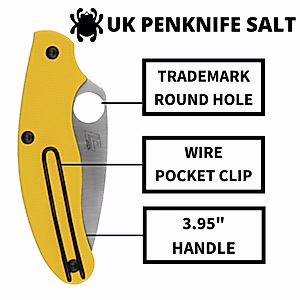 Spyderco Salt UK Penknife with 2.93" LC200N Steel Blade and Lightweight FRN Yellow Handle - PlainEdge - C94PYL