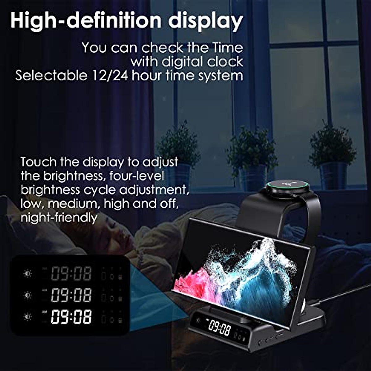 Wireless Charger for Samsung, 3 in 1 Wireless Charging Station for Samsung Galaxy S23 Ultra/S22/S21/S20/Note 20/Z Flip 4/Z Fold 4, Samsung Watch Charger for Galaxy Watch 5 Pro/4/3, Galaxy Buds 2/Pro/+