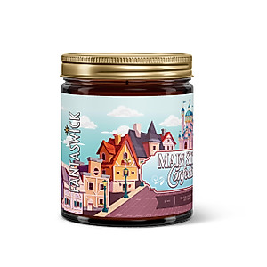Fantaswick's Main Street Confections Candle | 100% Natural Coconut Soy Wax & Cotton Wick in Amber Candle Jar | Hand-Poured in Texas | 9oz