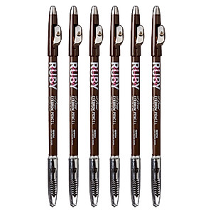 Ruby Kisses Go Brow Wooden Eyebrow Pencil (6 Count, Medium Brown)