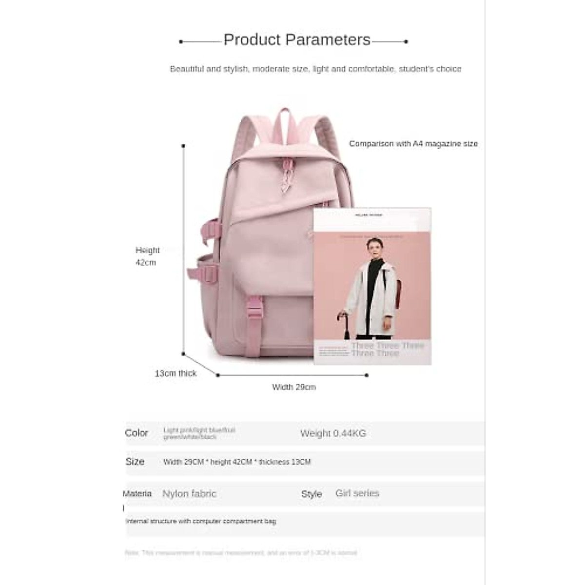 Kaeosroa Kawaii Backpack for Women Cute Aesthetic Durable Laptop Backpacks School Bag Bookbag Outdoor Sport Travel Bag Girls (light green)