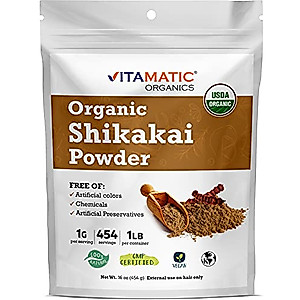 Vitamatic Certified USDA Organic Shikakai Powder 1 Pound (16 Ounce)