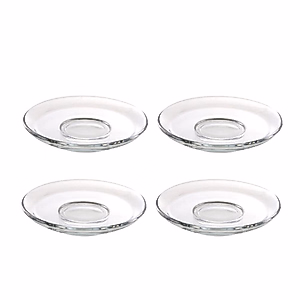 Clear Glass Plates Small Glass Plates Snack Dishes Dessert Plate 4Pcs Transparent Glass Saucers Round Tea Saucers Decorative Snack Dishes Tea Plates Glass Dinner Plate Saucer Glass Plates