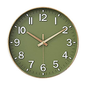 HZDHCLH Wall Clocks Battery Operated,12 inch Silent Non Ticking Modern Wall Clock for Living Room Bedroom Kitchen Office Classroom Decor (Olive Green)