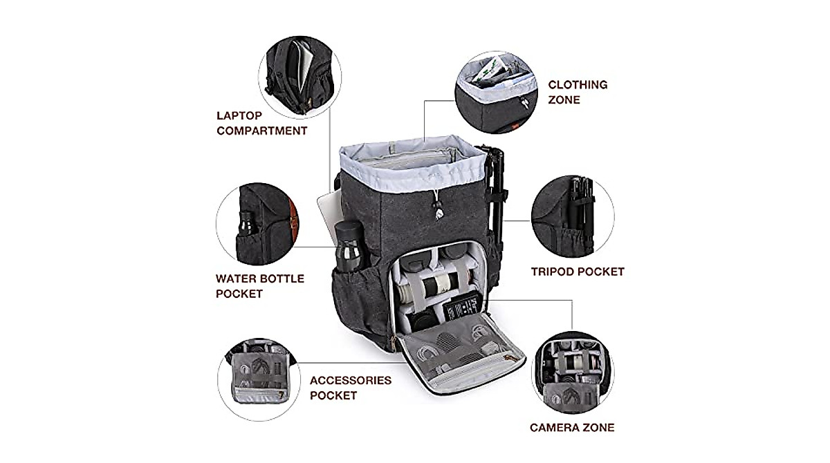 BAGSMART Waterproof Camera Backpack with Laptop & Anti-Theft Features