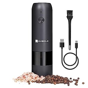 Electric Pepper Grinder Mill - Automatic Quick USB Rechargeable Pepper Grinder with Adjustable Coarseness, One Handed Operated Salt and Pepper Grinder for Kitchen,Restaurant, and BBQ Black