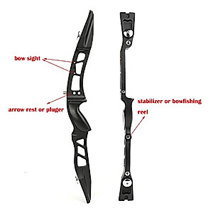 66 Inch ILF Recurve Bow 20-40Lbs Metal Riser Competition Athletic Recurve Bow ILF Bow Riser and Limbs Right Hand Hunting Longbow (32 Lbs, Blue/Type 2)