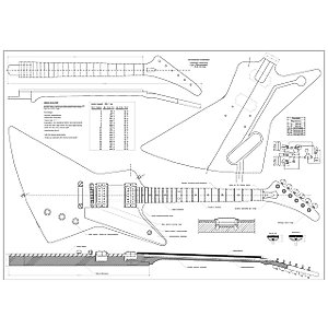 Explorer Guitar Plans - Full Scale Design Plans - to make guitar