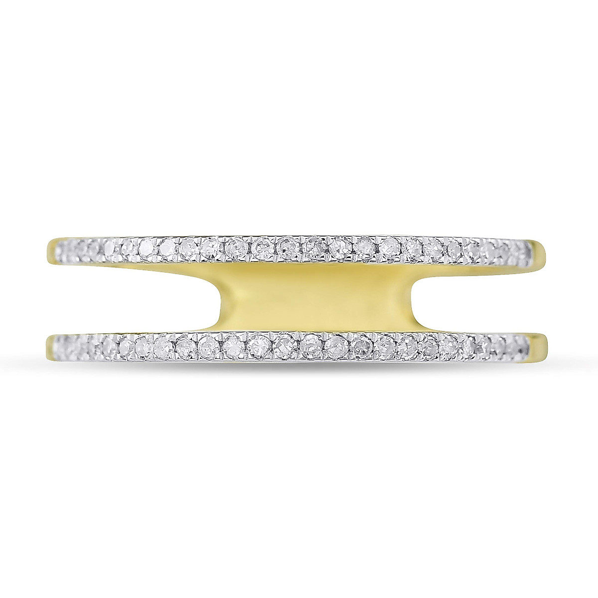 Belantina 1/6 Carat Diamond Double Row Band Ring for Women in 14k Yellow Gold (H-I, I1-I2, cttw) Size 7