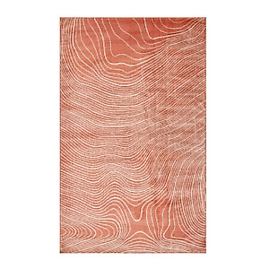 Superior Indoor Area Rug, Plush Carpet Cover, High-Traffic Rugs, Jute Backing, Hallways, Entry, Office, Living Room, Kitchen, Modern Abstract Wood Grain, Veer Collection, 7' x 9', Coral