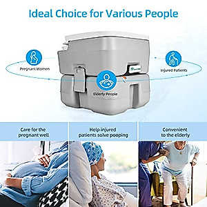 YITAHOME Portable Toilet 3.96 Gallon, Travel RV Potty with T-Type Water Outlets, Anti-Leak Handle Water Pump, Rotating Spout, for Camping, Boating, Hiking, Trips