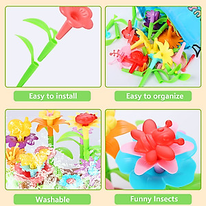 Flower Garden Building Toys for Girls Age 3, 4, 5, 6, 7 , Pretend Play Gardening Gift for Kids, Stacking Game for Toddlers, STEM Educational Activity for Preschool