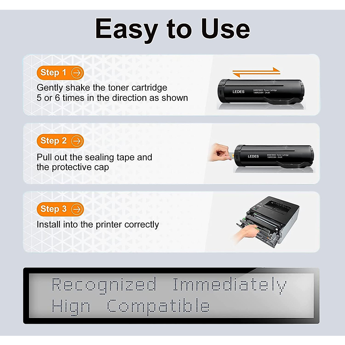 Ledes B400 Toner Cartridge High Yield 24,600 Pages, Compatible for Xerox Part#: 106R03584 Replacement for Versalink B400 B400N B400DN B405 B405DN (1 Pack, Black)