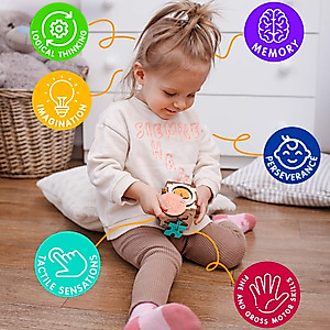 Wooden Activity Cube for Toddlers 1-3 Year - 6in1 Owl Puzzles Maze 3.15 х 3.15 inch - Sensory Busy Board – Travel Car Plane Handmade Fidget Toys – Baby Kids Montessori Activities