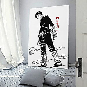 Minimalist Anime Posters Anime Canvas Wall Art for Room Anime Wall Decor for Bedroom (Minimalist Rock Lee Poster,12×18 inch-No Framed)