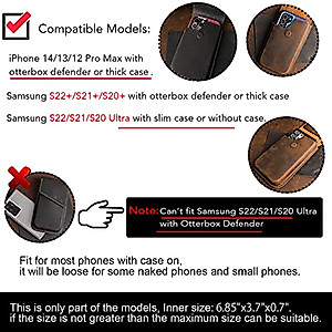 Topstache Leather Phone Holster,Samsung S22 Plus Belt Holder, Case for Belt,Universal Phone Pouch with Belt Clip for iPhone 13 Pro Max/14 Pro Max, Flip Cellphone Cases