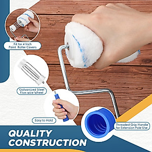 Leumoi 12 Pcs 4 Inch Paint Roller Frame 5 Wire Galvanized Steel 4 Inch Roller Frame Handle House Painting Supplies for Home Walls Ceiling Small Areas Edges and Corners, Blue