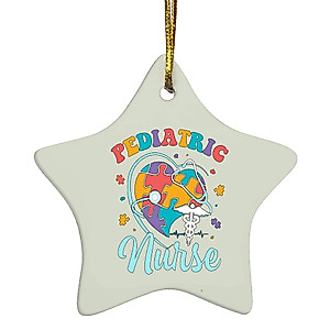 Pediatric Nurse Autism Day Love Heart Stethoscope Nursing Christmas Ornament