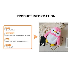 XMLiZhiGu Girls Women Penguin Plush Purses Crossbody Bags Kawaii Purse Cute Anime Shoulder Bag Black