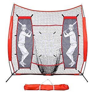 VAIPI Baseball Pitching Net Softball Pitching Trainer with 2 Dummy Batter Batting Net and Pitching Zone Hitting Aid Training Equipment for Practice Improved Hitting and Pitching Accuracy Training