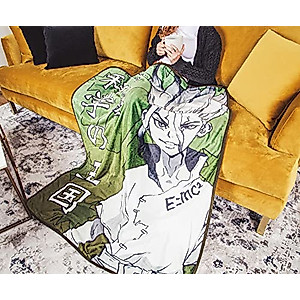 Dr. Stone Senku Ishigami Plush Fleece Throw Blanket | Super Soft Decorative Cover for Sofa and Bed, Cozy Home Decor Room Essentials | Anime Manga Gifts and Collectibles | 45 x 60 Inches