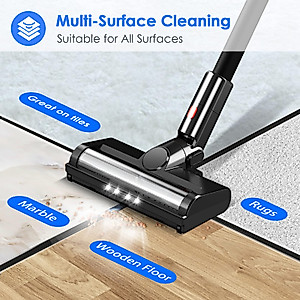 Cordless Vacuum Cleaner - Lightweight Stick Vacuum Cleaner w/ 250W Powerful Suction Brushless Motor, HEPA Filter, 4 in 1 Detachable Handheld, Long Runtime, Ideal for Home Hard Floor Carpet Pet Hair