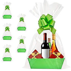 Baskets For Gifts Empty, 5 PCS Sturdy Diy Bulk Gift Basket Kraft Market Tray Cardboard Basket With Handles, Gift Basket Kit Supplies Wrap To Fill For St Patricks Day, Sympathy,Birthday, Irish Wedding