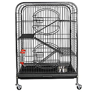 37-Inch Ferret Guinea Pigs Chinchilla Cage Indoor Habitats Animal Hutch with Rolling Stand, Shelves, Ramps and Tray