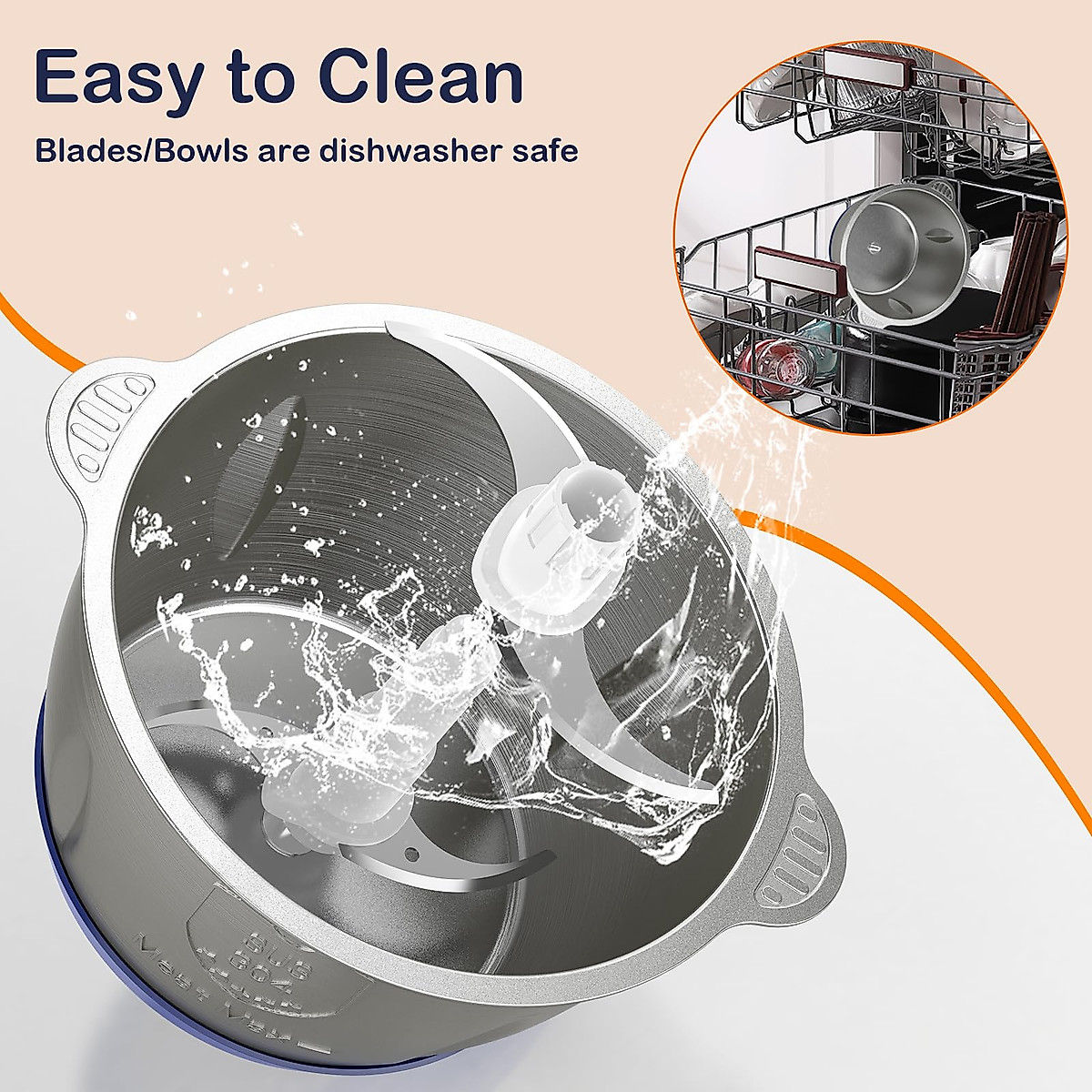 KOIOS 500W Powerful Electric Food Processor with 8 Cup Stainless Steel & Glass Bowls, 2 Speed Mode Electric Food Chopper with 2 Sets Blades Electric Meat Grinder Chopper for Family & Baby Use