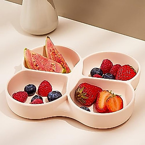 Dommy Butterfly Silicone Toddler Plates with Suction, Divided Design Suction Plates for Toddlers Babies, Food Grade Soft Safe BPA-Free Silicone, Dishwasher Microwave Safe, 6M+, Peach Dust