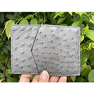 Doubleside Grey Body Ostrich leather skin Credit Cardholder, leather credit cardcase, leather creditcard cover
