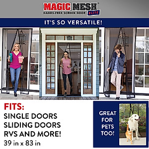 Magic Mesh Elite- More Durable Magnetic Screen Door, Reinforced Seam, Strong & Hidden Magnets- Keeps Bugs Out, Fits Single Doors up to 39"x83"